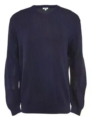 Kenzo Ribbed Knit Crew Neck Sweater With Embroidered Logo - Blue