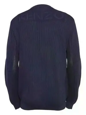 Kenzo Ribbed Knit Crew Neck Sweater With Embroidered Logo