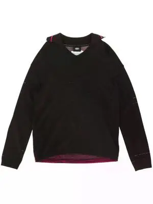 Versace 2000s Perforated Detail Knit Sweater - Brown