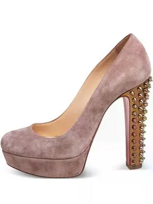 CHRISTIAN LOUBOUTIN Suede Studded Heeled Pumps - Neutrals