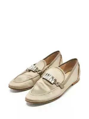 GIUSEPPE ZANOTTI Frayed Satin Loafers - Neutrals