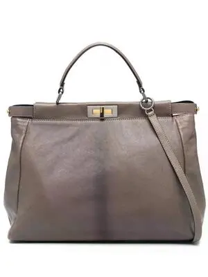 Fendi 2010s Peekaboo Leather Tote Bag - Brown