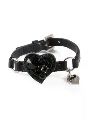 Prada 2000s Embellished Heart Charm Bracelet - Black