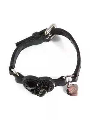 Prada 2000s Embellished Heart Charm Bracelet