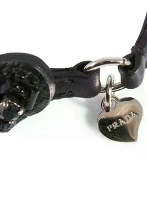 Prada 2000s Embellished Heart Charm Bracelet