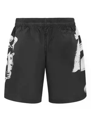PLEIN SPORT Graphic-print Swim Shorts - Black