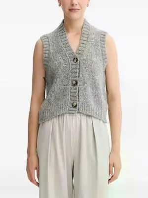 Marc O'polo V-neck Ribbed Cardigan - Grey