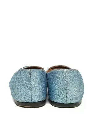 SERGIO ROSSI Glittered Pointed-toe Flat Pumps