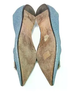 SERGIO ROSSI Glittered Pointed-toe Flat Pumps