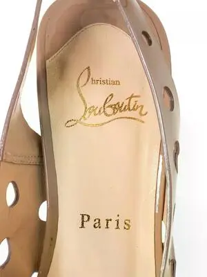 CHRISTIAN LOUBOUTIN Beige Leather Cut-out Heeled Sandals