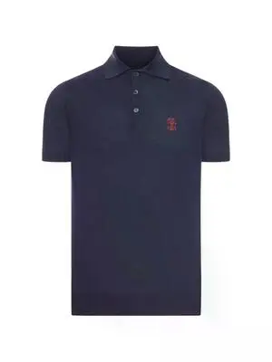 Brunello Cucinelli Embroidered-logo Polo Shirt - Blue