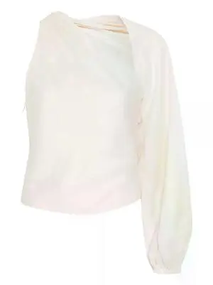 SELF-PORTRAIT Asymmetric Draped Sleeve Top