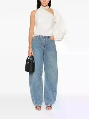 SELF-PORTRAIT Asymmetric Draped Sleeve Top