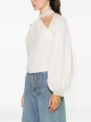 SELF-PORTRAIT Asymmetric Draped Sleeve Top