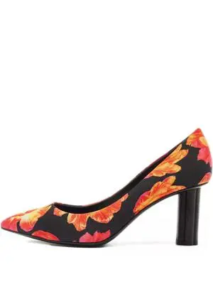 FERRAGAMO Badia Floral Print Pumps - Black