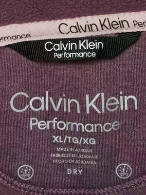 Calvin Klein High Neck Zip Fleece Jacket With Embroidered Logo - Purple