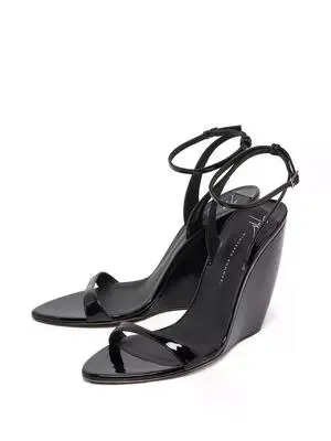 GIUSEPPE ZANOTTI 115mm Patent Leather Wedge Sandals