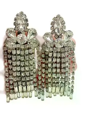 JENNIFER GIBSON JEWELLERY 1950s Kramer Crystal Chandelier Earrings