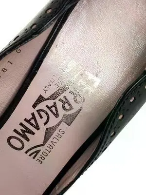 FERRAGAMO Leather Peep-toe Scalloped Pumps