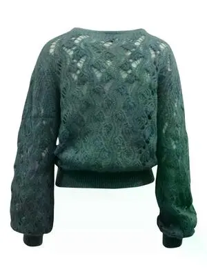 Iris & Ink Wool Crochet Knit Geometric Pattern Sweater