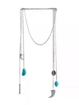 CHARRIOL Tone Stainless Steel Turquoise Stone Necklace - Silver