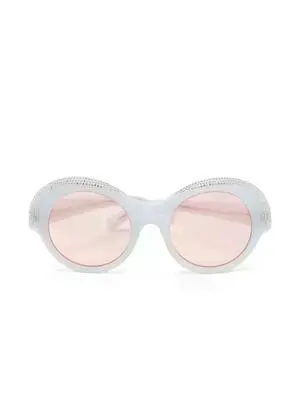 Alexandre Vauthier X Alain Mikli Crystal-embellished Round-frame Sunglasses - Blue