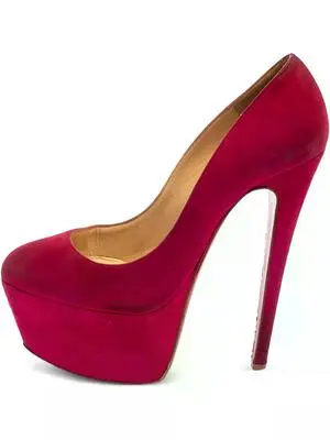 CHRISTIAN LOUBOUTIN Suede Platform Stiletto Pumps - Red