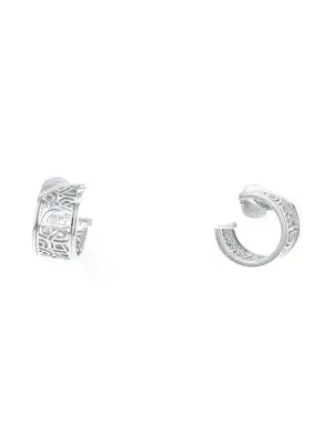 POIRAY White Gold Fil Diamond Hoop Earrings