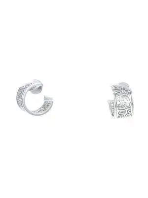 POIRAY White Gold Fil Diamond Hoop Earrings