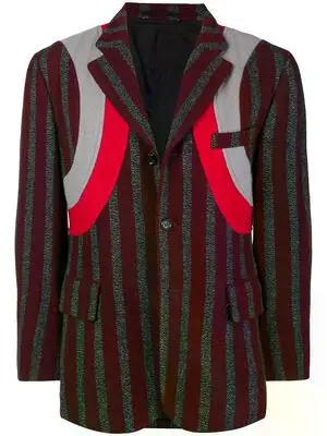 Comme Des Garçons Striped Appliqué Blazer - Red