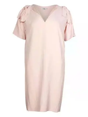 Chloé V-neck Bow Detail Dress - Pink