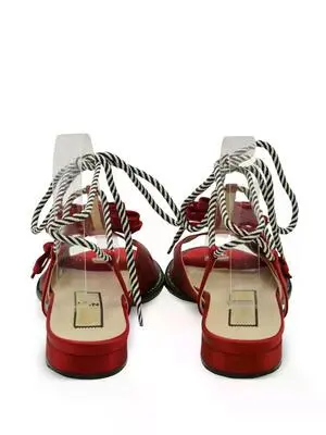 N°21 Satin Ankle-tie Bow Sandals - Red