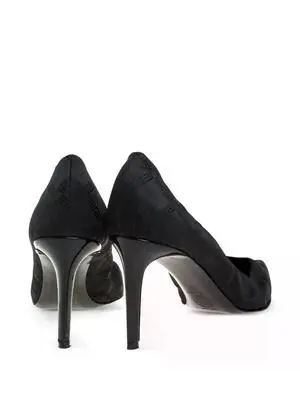 Versace Logo Accents Signature Coated Canvas Pumps