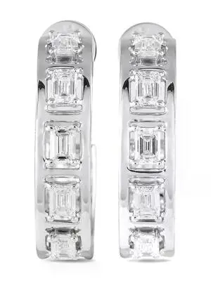 LB EXCLUSIVE 18k White Gold Diamond Hoop Earrings - Silver