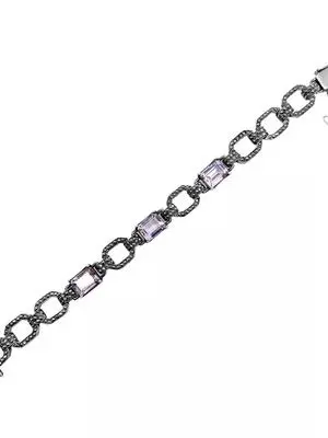 JENNIFER GIBSON JEWELLERY 1930s Amethyst And Marcasite -tone Link Bracelet