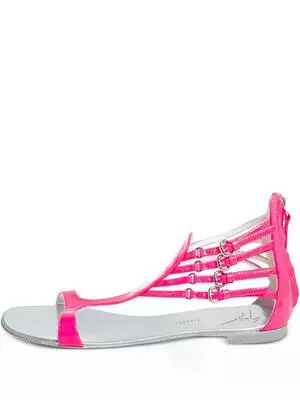 GIUSEPPE ZANOTTI Leather Flat Sandals With Buckle Detail