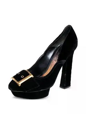Alexander McQueen Velvet Platform Pumps With Buckle Detail