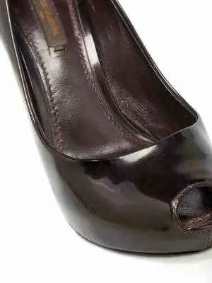 LOUIS VUITTON Burgundy Peep-toe Pumps - Red