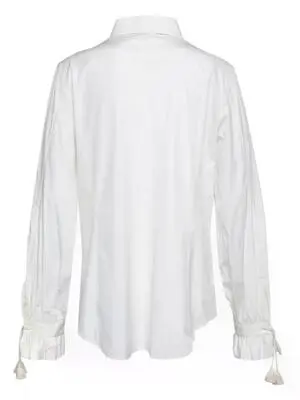 Gianfranco Ferre Long-sleeve Button-up Shirt With Pleated Sleeves And Tie Cuffs - White