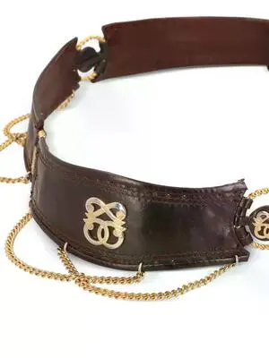 PIROVANO VINTAGE Leather Chain Detail Belt