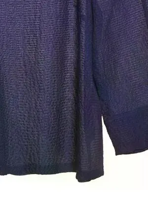 Maje Navy Textured Tie-neck Blouse