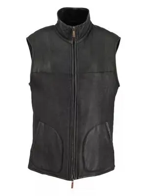 LARUSMIANI Sleeveless Leather Vest With Zip Fastening And Patch Pockets