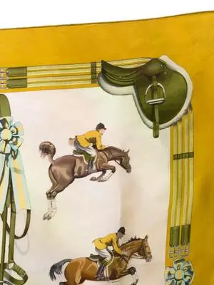 Hermès 1975 Jumping Philippe Ledoux Silk Scarf - Yellow