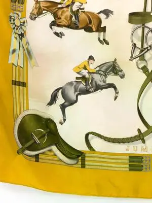 Hermès 1975 Jumping Philippe Ledoux Silk Scarf - Yellow