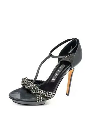 GINA Leather Embellished Stiletto Sandals