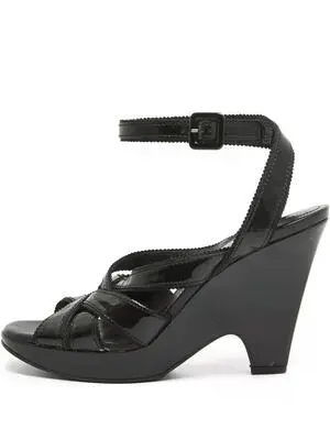 TOD'S Patent Leather Wedge Sandals - Black