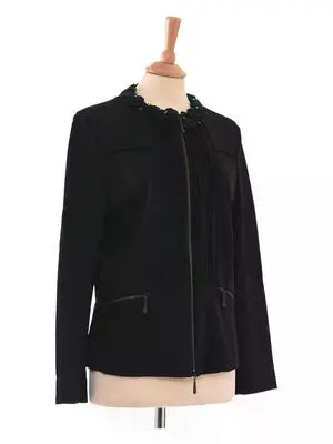 AMULETI Floral Appliqué Zip Jacket