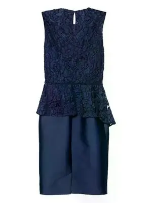 Carolina Herrera Peplum Lace Midi Dress - Blue