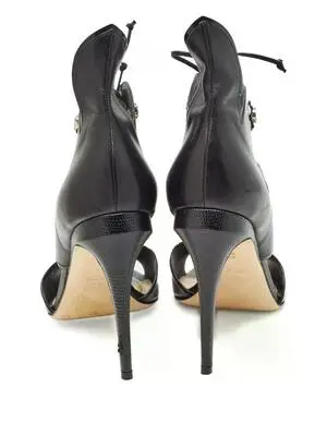 Fendi Leather Crystal Embellished Stiletto Sandals