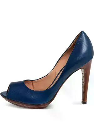 Bottega Veneta Navy Leather Peep-toe Stiletto Pumps